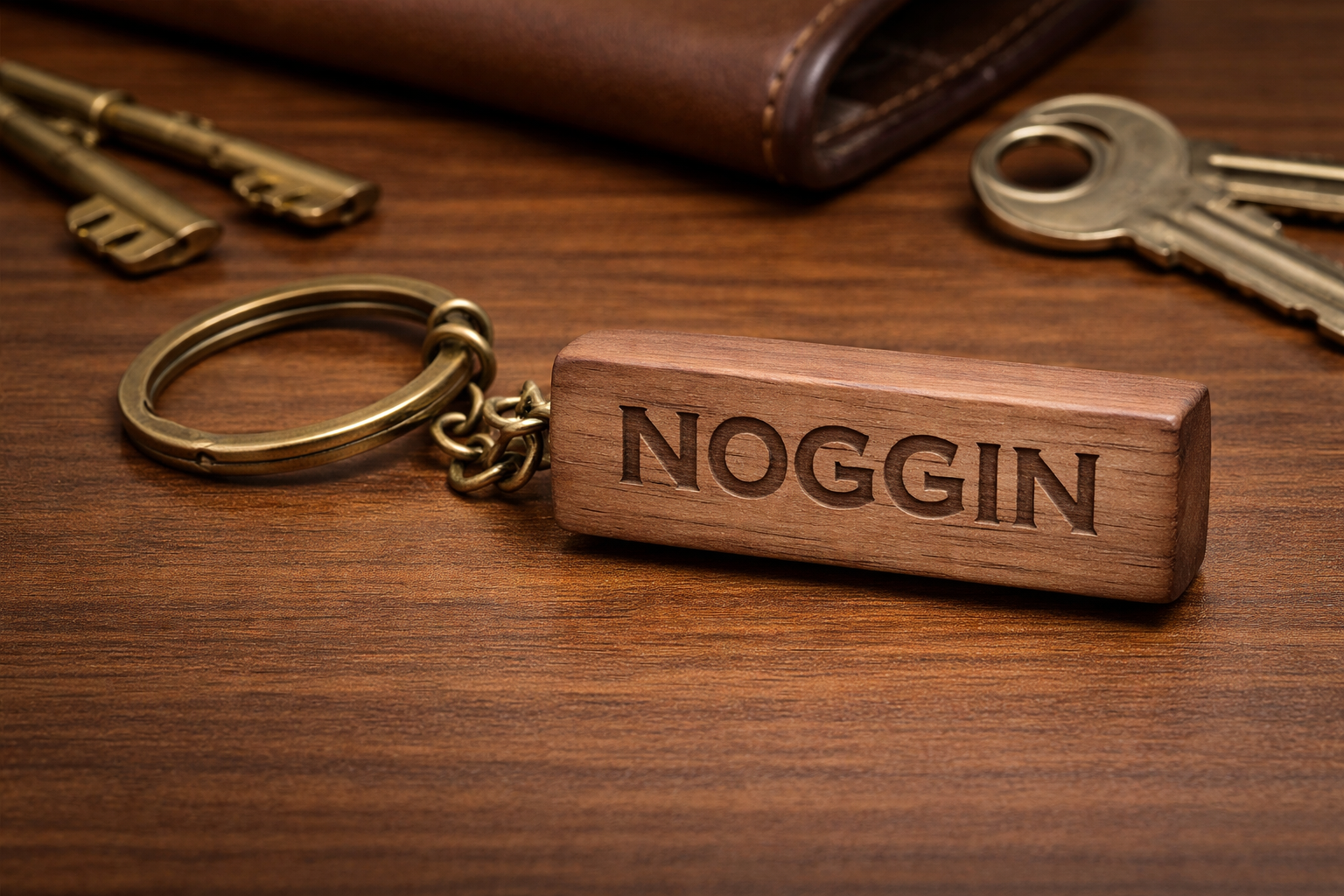 Noggin Wooden Keychain – Hand-Finished Engraved Keepsake